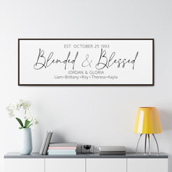 Blended and Blessed Family Sign – Custom Canvas Wall Decor for Blended ...